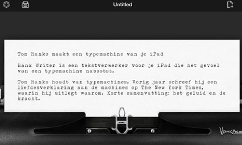 Tom Hanks maakt een typemachine van je iPad