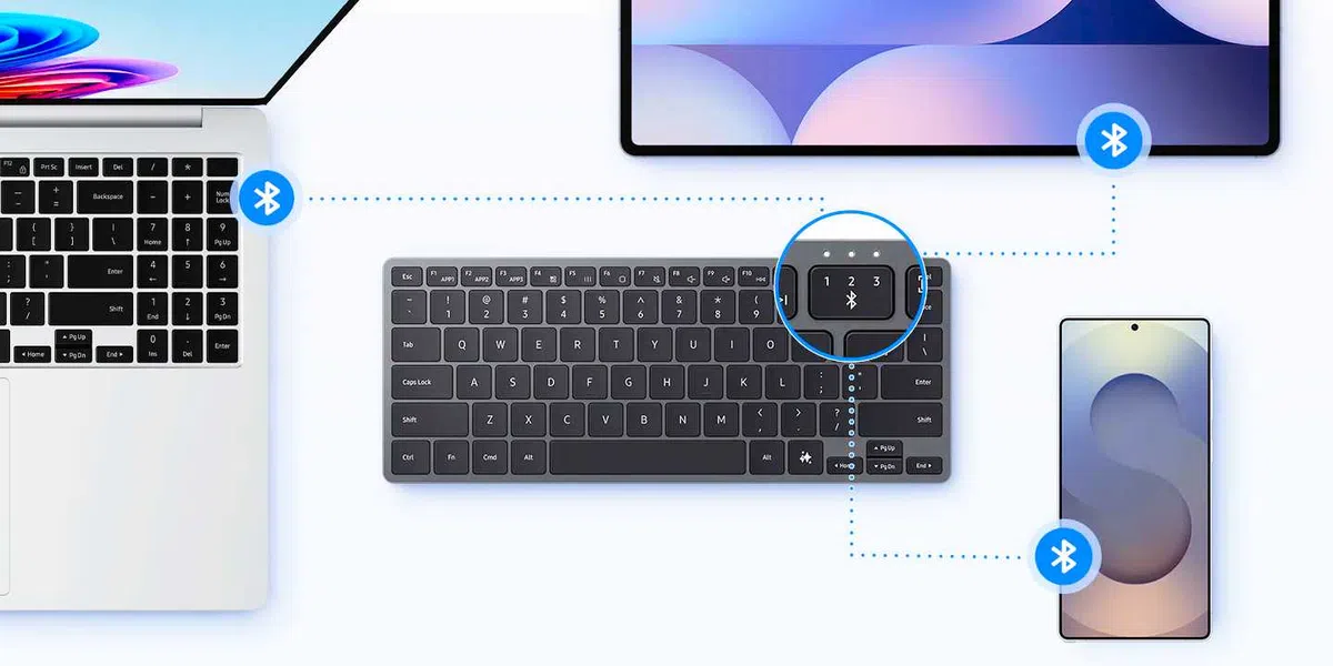 Nieuw toetsenbord van Samsung verbindt met drie apparaten tegelijk